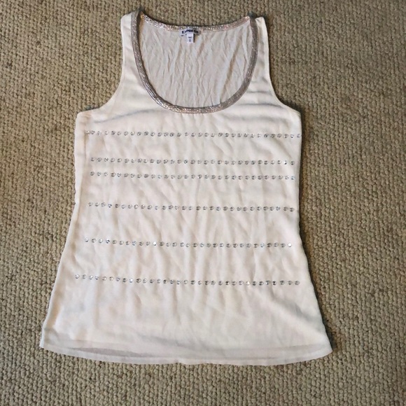 Express | Tops | White Rhinestone Tank Top | Poshmark